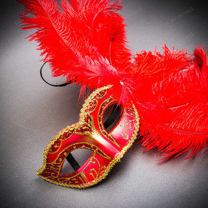 ILOVEMASKS | Accessories | Gold Venetian Phantom Halfface With Gold Red ...